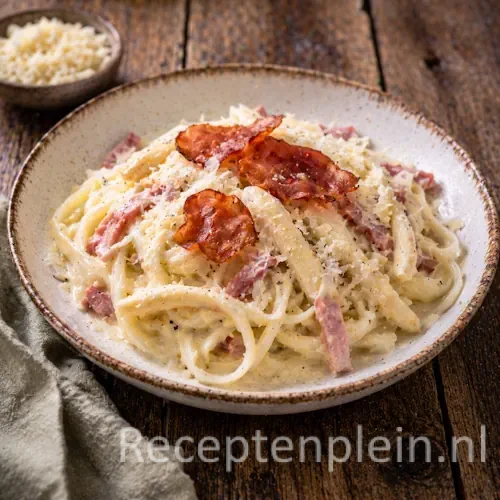 Romige asperge spaghetti met ham - Receptenplein.nl