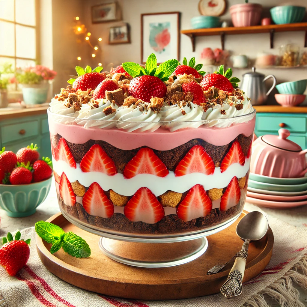 Aardbei Chocolade Trifle Verrassing | Romig Dessert